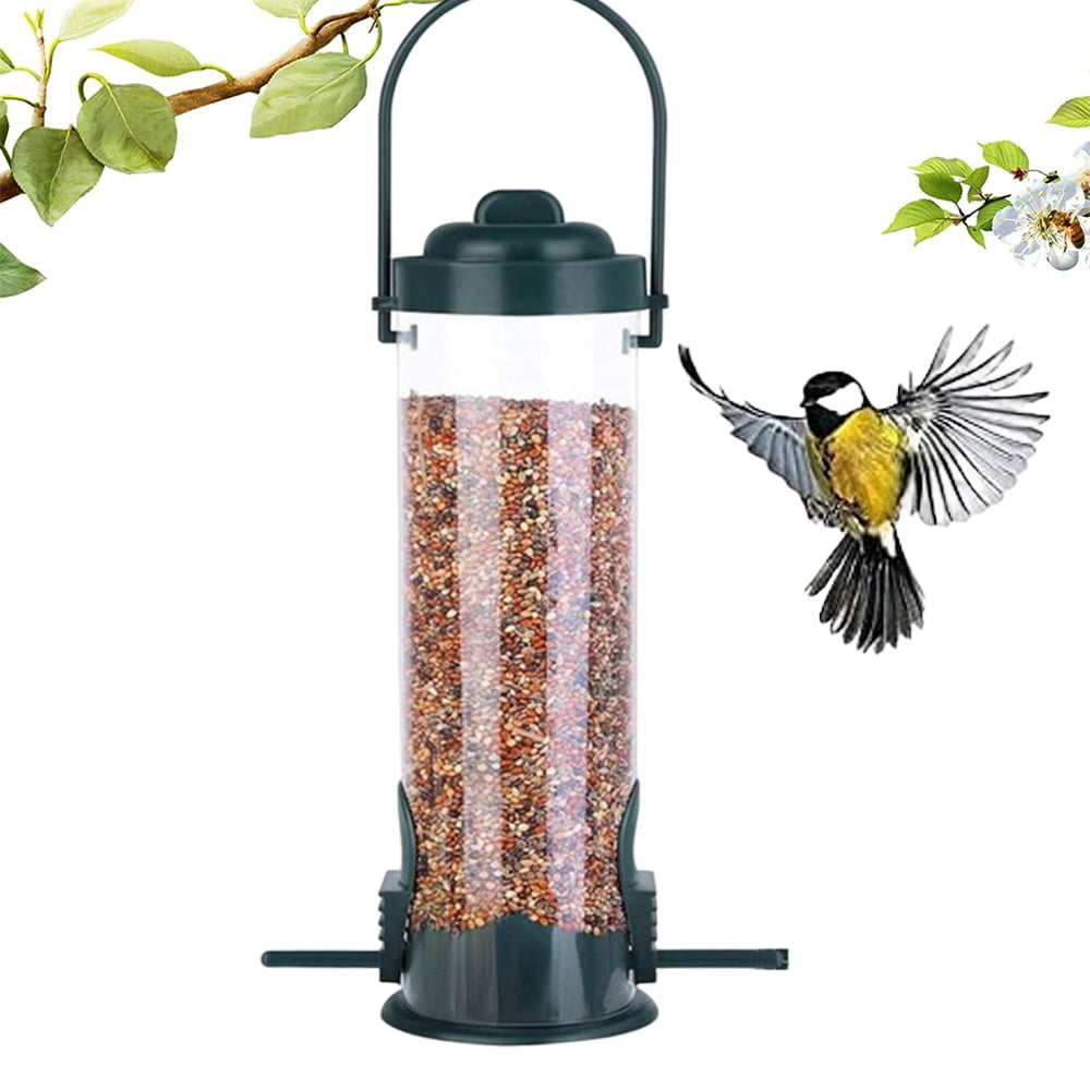 Kizocay Bird Feeder with Lid Plastic Wild Bird Tube Feeders Hanging ...