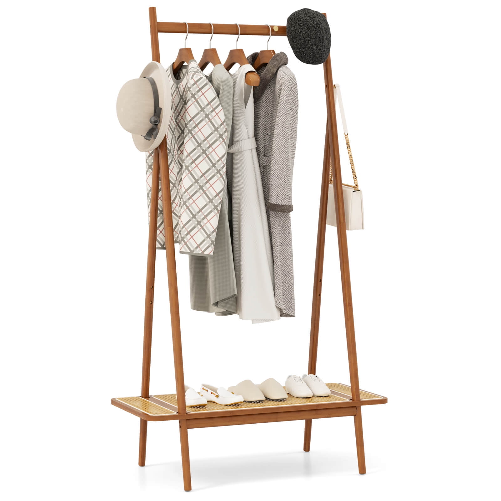 Click here for Costway Bamboo Clothes Rack Clothing Rack With Han... prices
