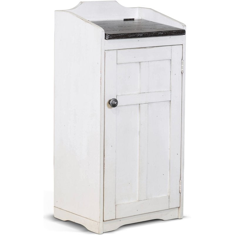 Pemberly Row 16" Farmhouse Wood Trash Box in White/Dark Brown - Walmart.com
