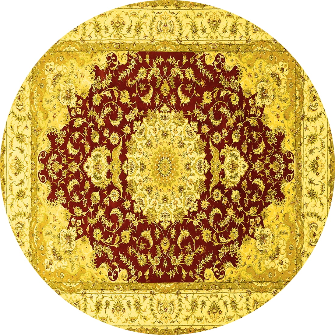 Ahgly Company Machine Washable Indoor Round Medallion Yellow ...