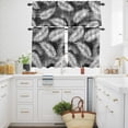 Black Fronds Kitchen Curtains Valance and Tier Set Black Slate Gray ...
