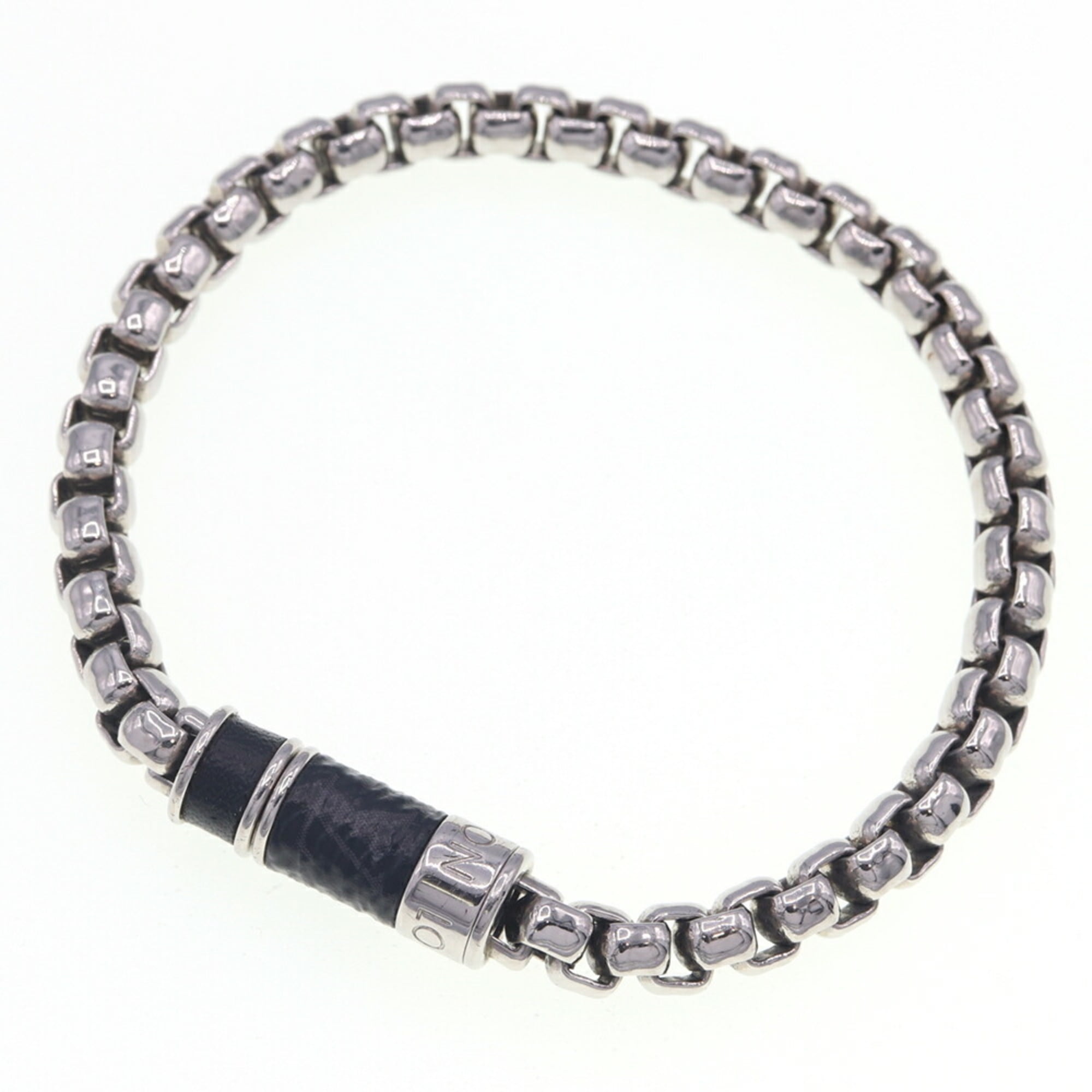 Pre-Owned Louis Vuitton Bracelet Monogram Eclipse Chain M63107 Silver Black Metal... (Good ...