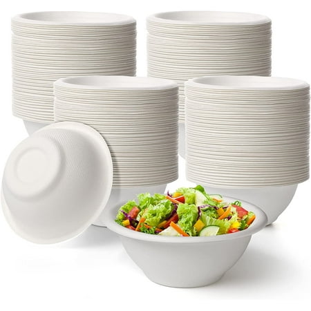 300 Pack Paper Bowls Quality White Disposable Bowls Small Sugar Cane ...