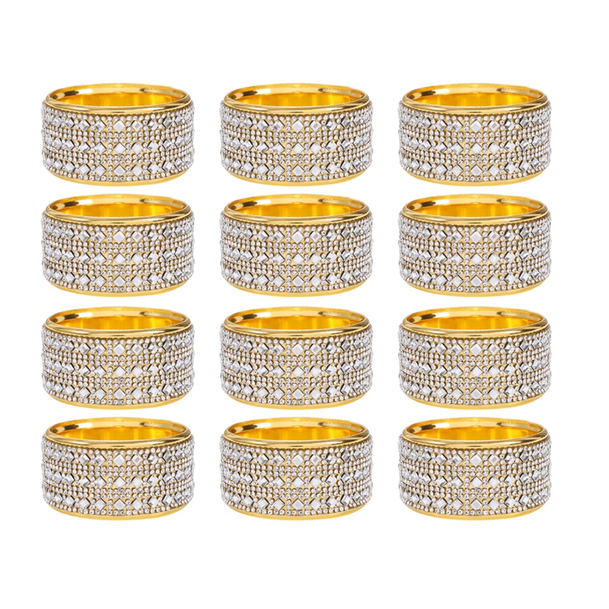 Click here for Unbranded Gold Napkin Rings Set Of 12  Diamond Nap... prices