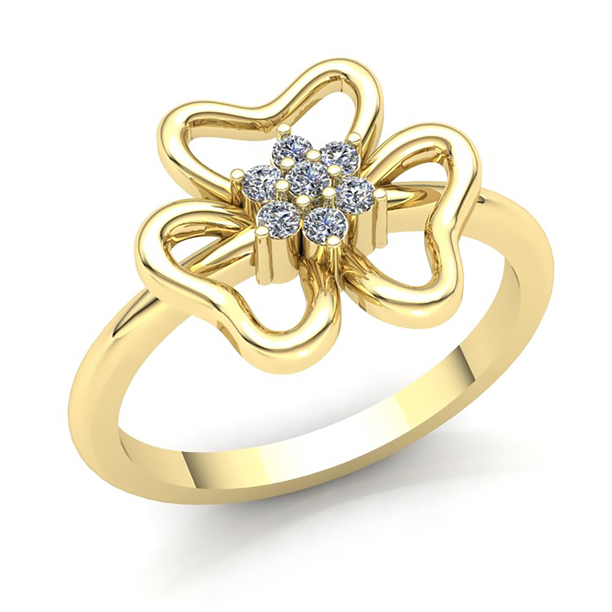 Natural 0.15ct Round Cut Diamond Ladies Flower Fancy Engagement ...