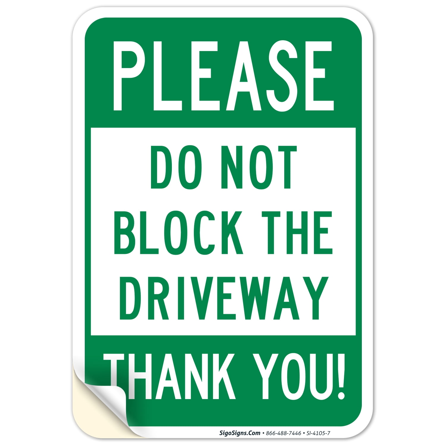 Please Do Not Block Driveway Sign, 10x7 Vinyl Sticker - Walmart.com