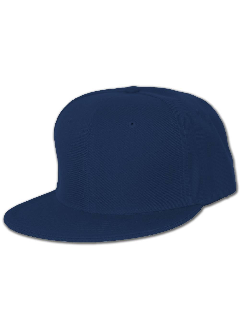 Blank Flat Bill Baseball Hat , 7 1/2-Navy - Walmart.com