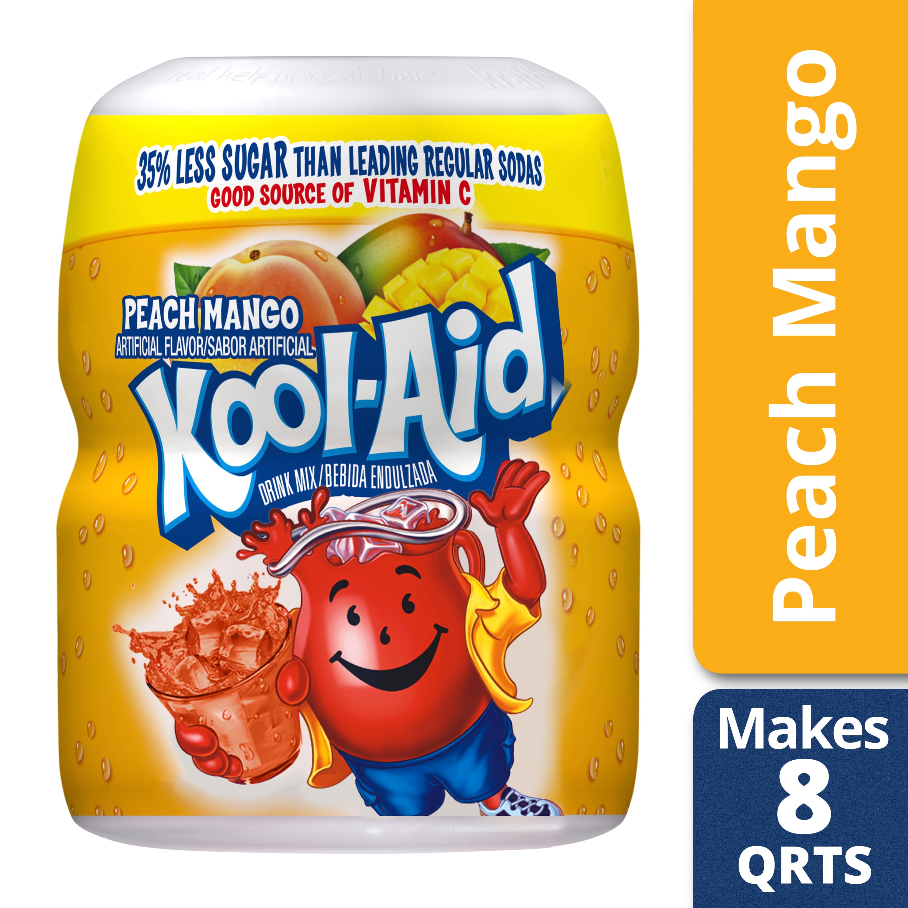 Kool-Aid Sweetened Peach Mango Powdered Drink Mix, Caffeine Free, 19 oz ...