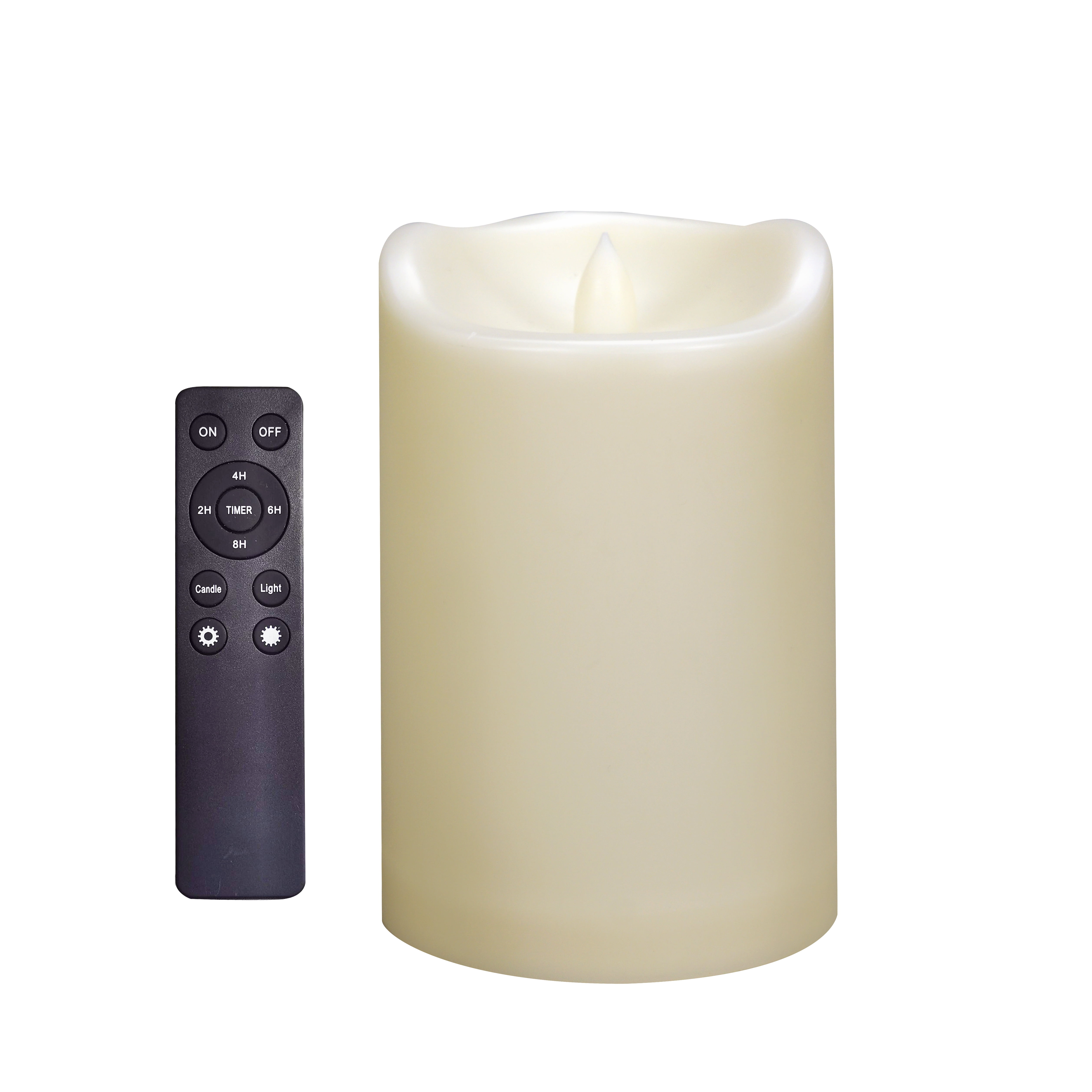 Battery Operated Flameless Pillar Candle with Remote Control Timer ...