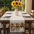 Bow Sunflower Cotton Linen Table Runner Fall Leopard Print Vase Floral ...