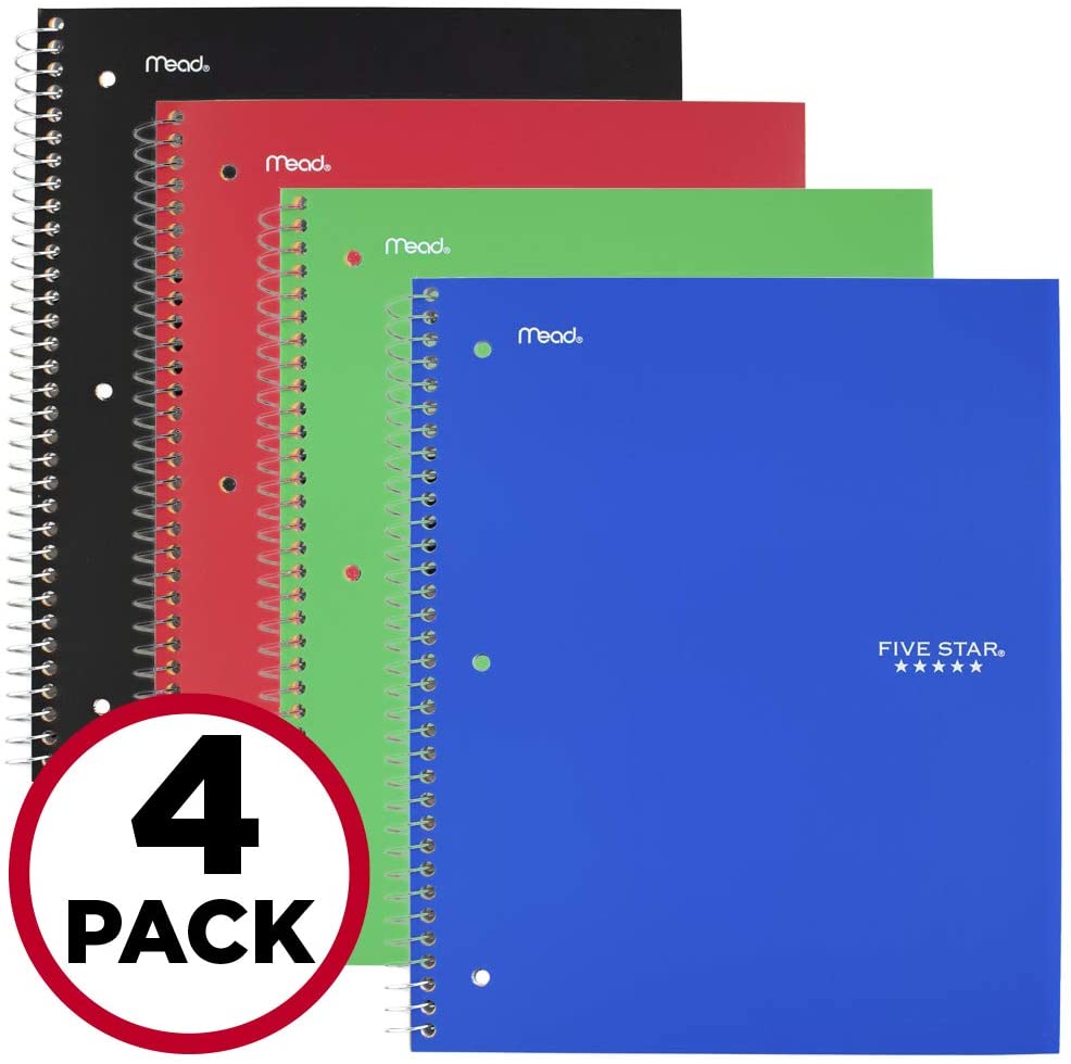 Five Star Spiral Notebooks, 1 Subject, College Ruled Paper, 80 Sheets ...