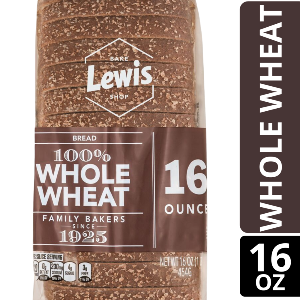 Lewis Bake Shop 100% Whole Wheat Bread, 16 oz. - Walmart.com - Walmart.com