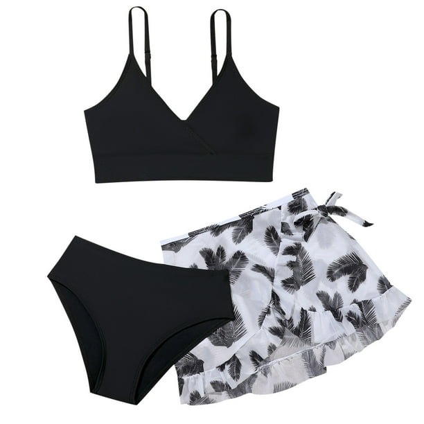 Tween Girls Swimsuits 3 Piece Bathing Suits with Cover Ups Beach Skirt ...