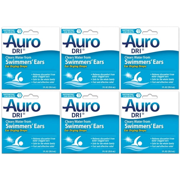 Auro Dri Ear Drying Drops For Swimmer's Ear, 1 oz, 6 Pack - Walmart.com