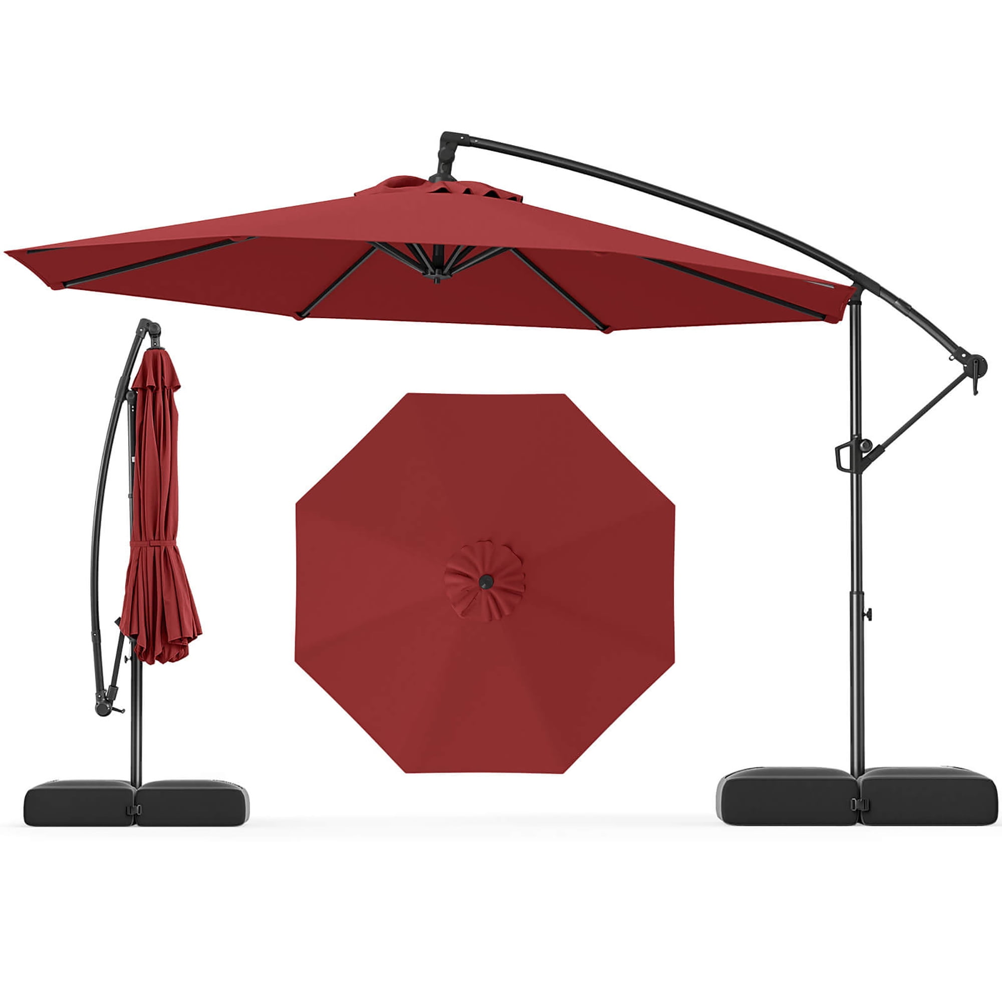 Click here for Gymax 10 Ft Offset Hanging Umbrella W/ Base Patio... prices