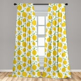 Lemons Window Curtains, Continuous Modern Summer Themed Tasty Citrus ...