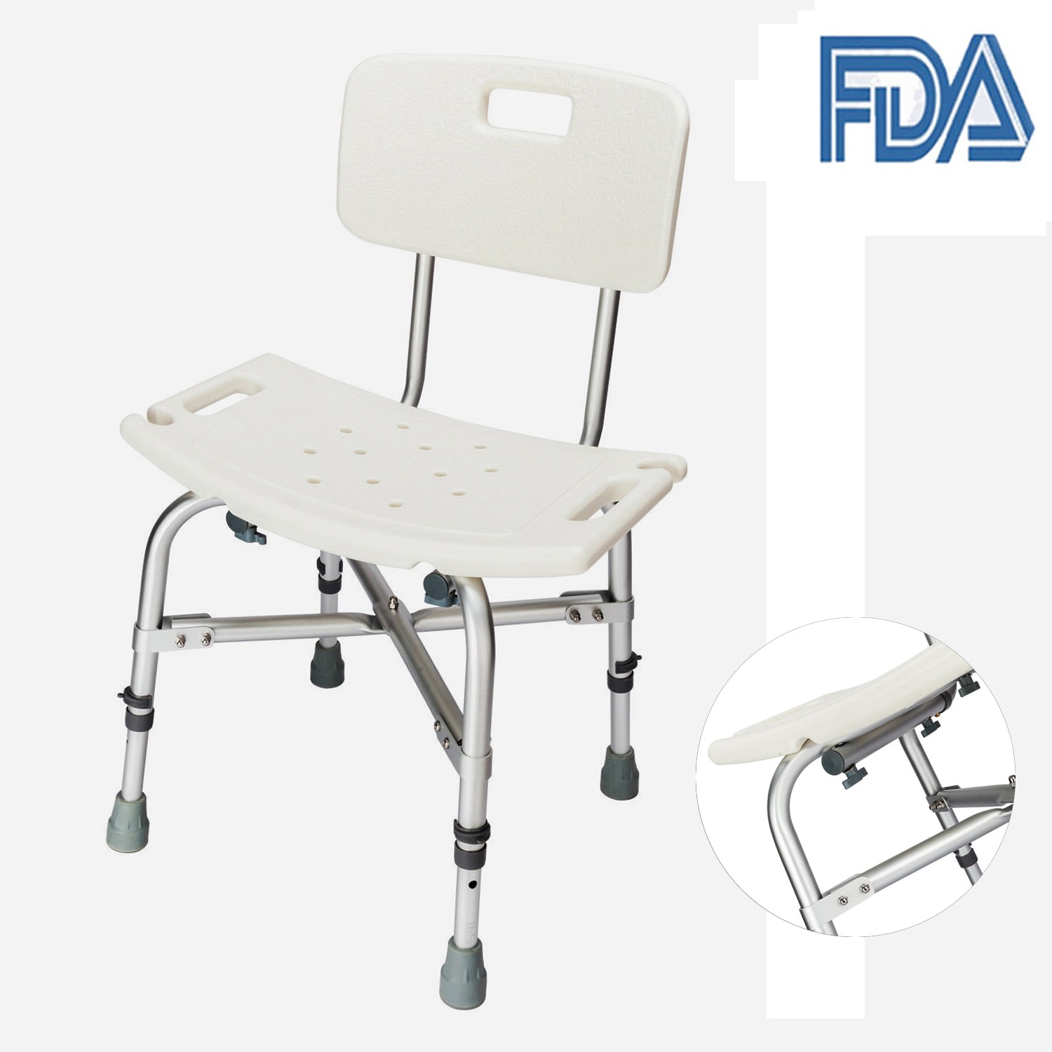 FCH Adjustable Medical Bath Shower Chair Detachable Backrest Stool ...