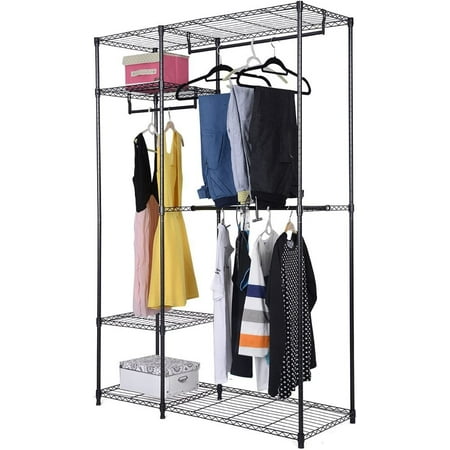 Free Standing Metal Hanging Storage Organizer Rack Wardrobe with ...