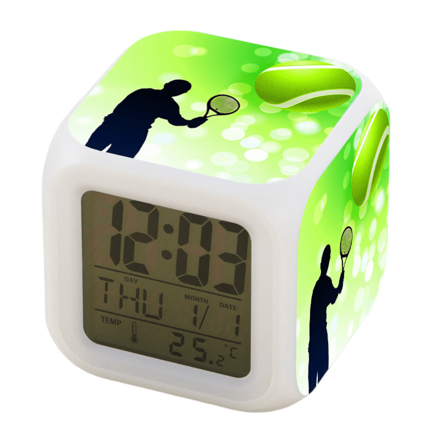 JUSTUP Tennis Alarm Clock for Kids Room, LED Digital Bedroom Alarm ...