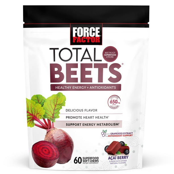 Force Factor Total Beets Soft Chews with Beetroot, Nitrates, L ...