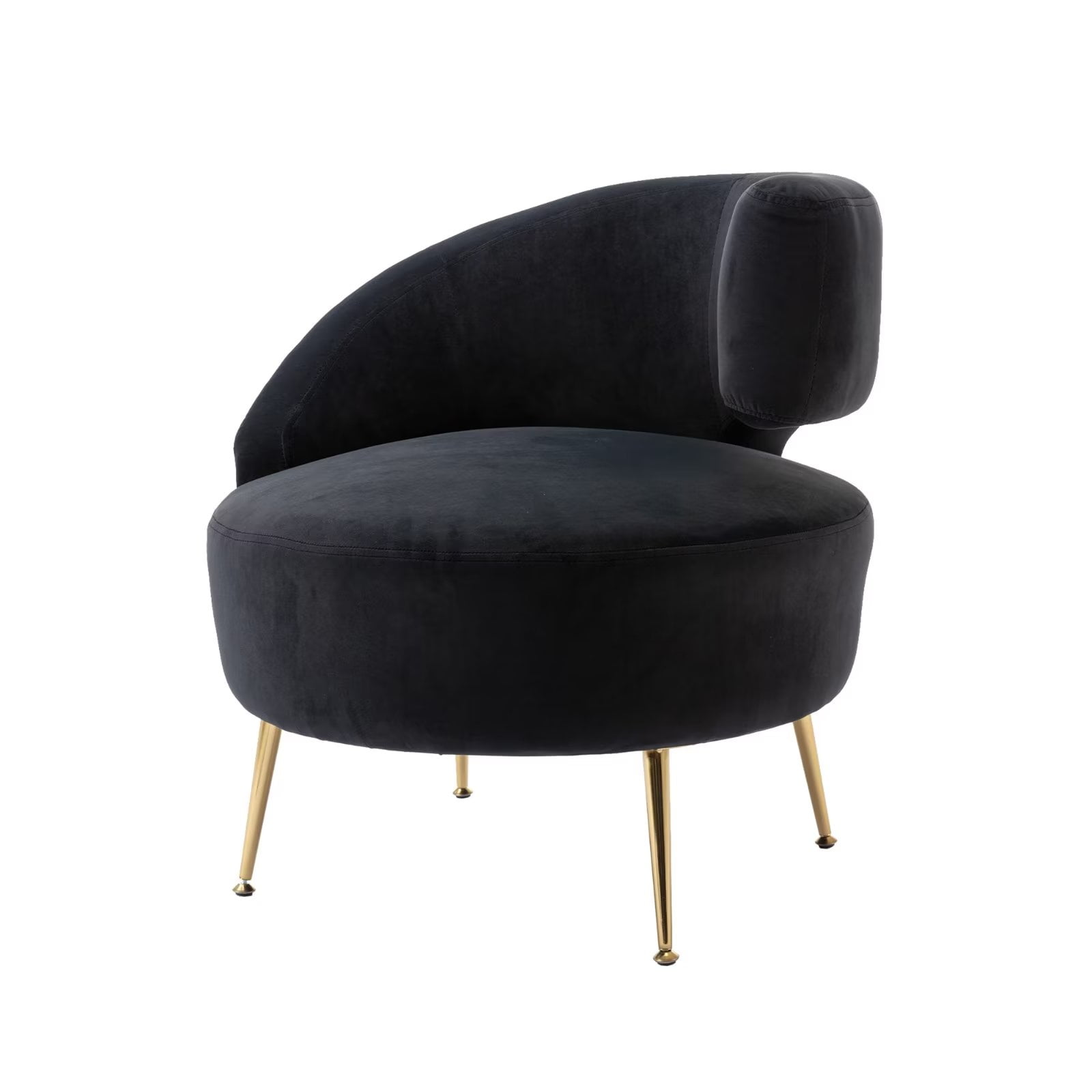 Black Upholstered Leisure Sofa Chair, Modern Round Accent Chair with ...