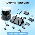 CCOCC 2026 New Pack of 120 Metal Paper Clips Black 4 Sizes 15Mm,19Mm ...