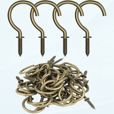 50pcs Cup Hooks Screw-in Wall 1/2 Inch Metal Thread Square Hooks Great ...