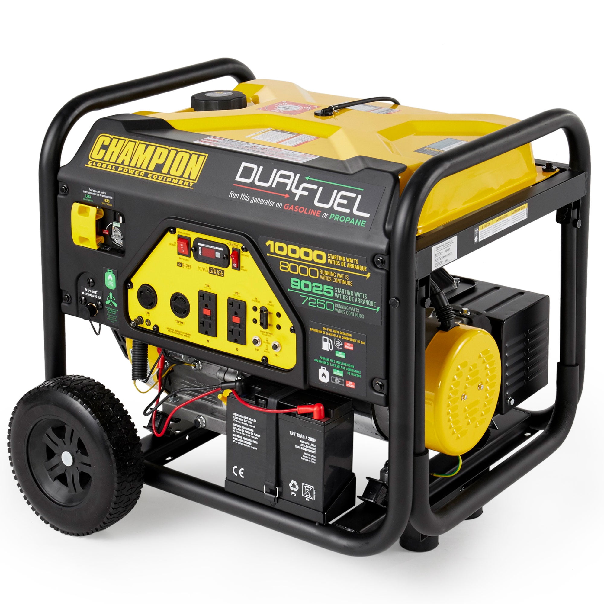 Champion 8000 Watt Portable Quiet Electric Start RV Ready Dual Fuel ...