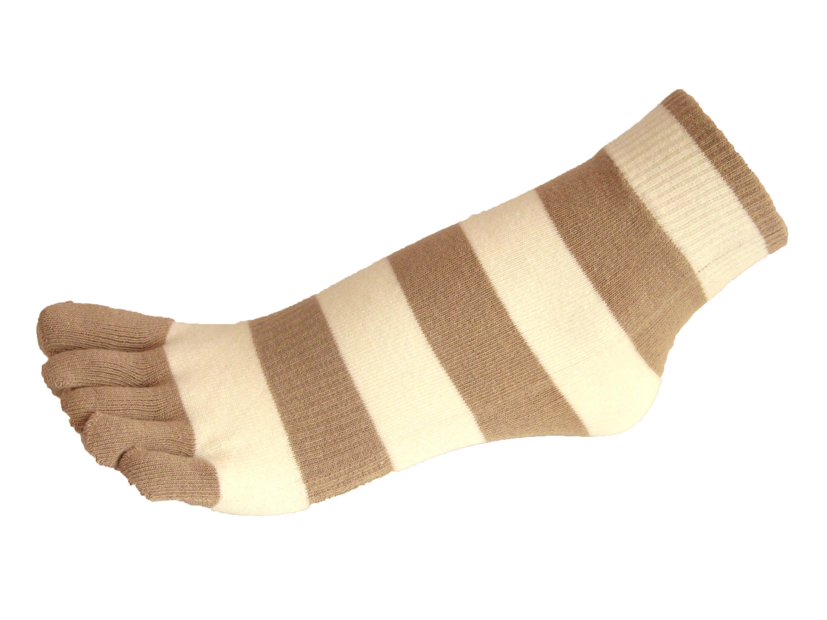 Couver Soft Cotton White Striped Ankle Toe Socks 1 Pair, Small, Beige ...
