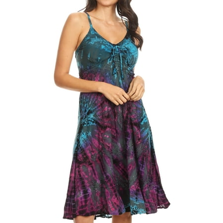 Sakkas - Sakkas Zoe Women's Summer Bohemian Spaghetti Strap Short Dress ...