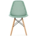 Costway Set of 4 Plastic Hollow Out Chair Mid Century Modern Wood-Leg ...