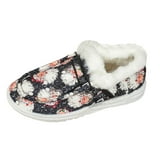 Christmas Women Winter Shoes Cartoon Print Fur Lined Wide Width Lace up ...