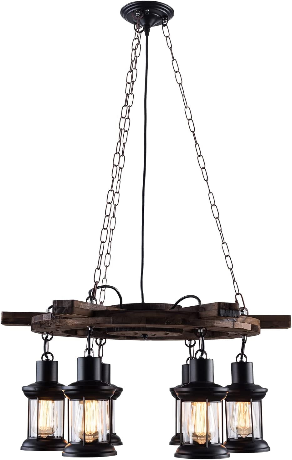 MONIPA 6-Head Wagon Wheel Pendant Lamp, Seeded Glass Shades, 110V for ...