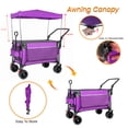 Multi-Functional Push-Pull Folding Wagon Cart Purple, Rotating Handle ...