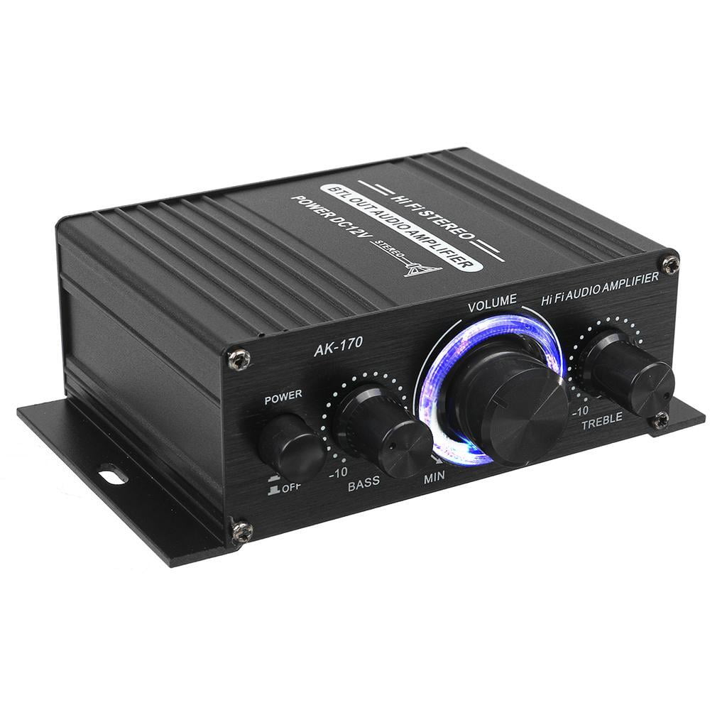 400W 12V 2 Channel Powerful Stereo Audio Power Amplifier HiFi Bass ...