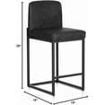 Black Bar Stool, Counter Height 24" Bar Stools with Back, Modern PU ...