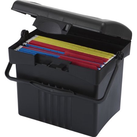 Storex Economy Portable File Box for Letter Size Hanging Files Black ...