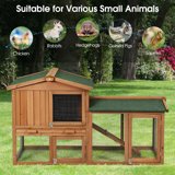 Gymax Enclosed Run Pet House: 58'' Wooden Rabbit Hutch & Large Chicken ...