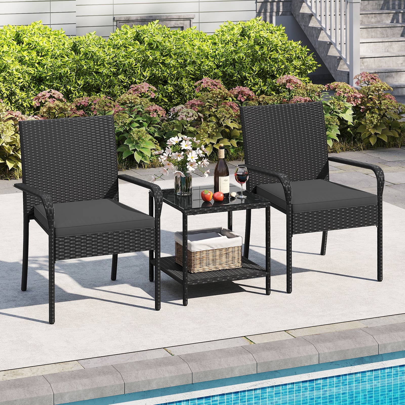 Click here for Gymax 3 Piece Patio Furniture Set Outdoor Wicker C... prices