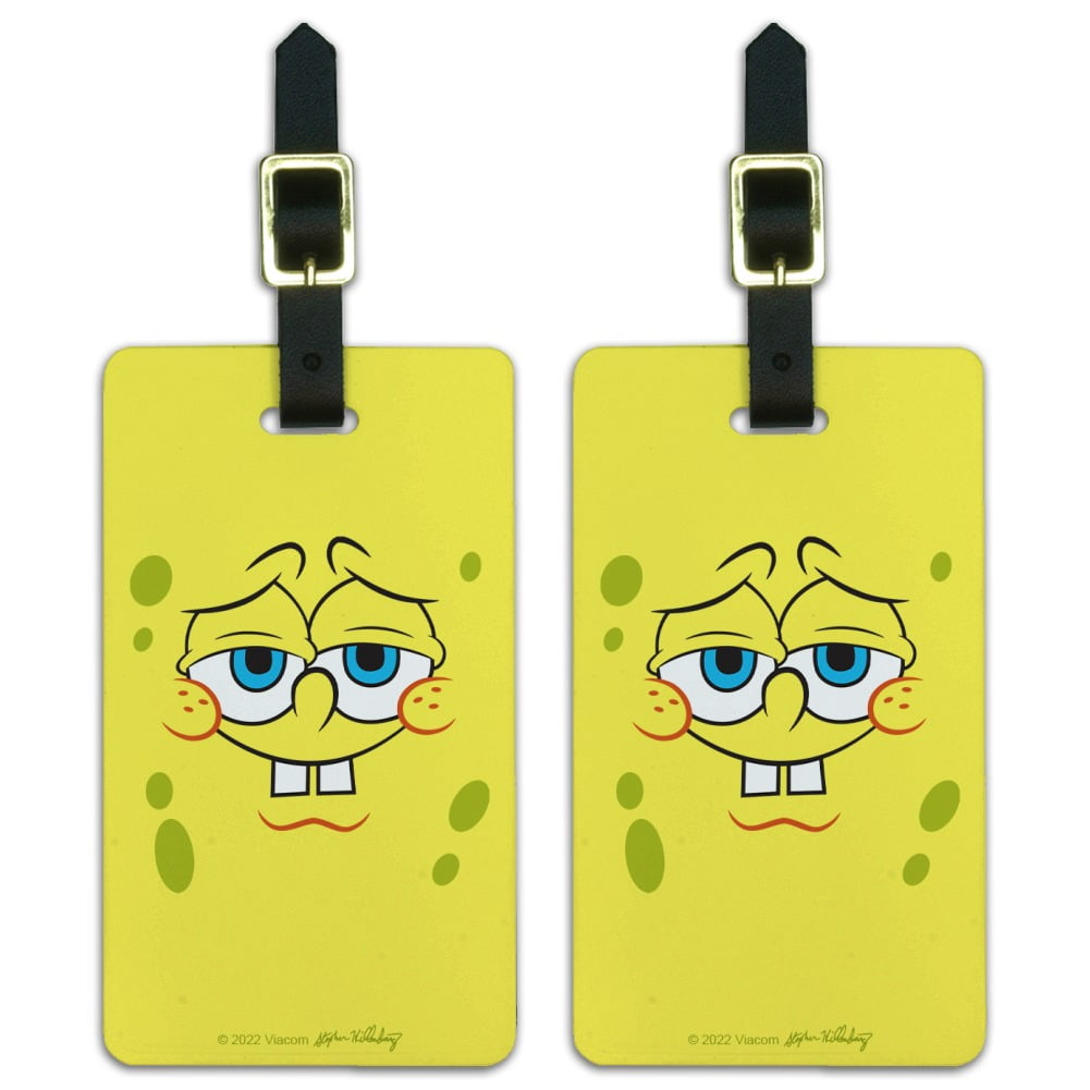 SpongeBob Confident Face Luggage ID Tags Suitcase Carry-On Cards - Set ...