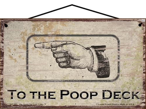 5x8 To The Poop Deck LEFT - Vintage Style Sign with Pointing Hand ...