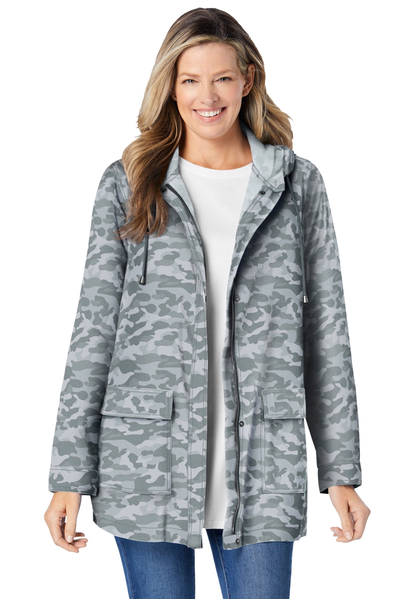 Woman Within Women's Plus Size Lightweight Hooded Jacket Jacket ...