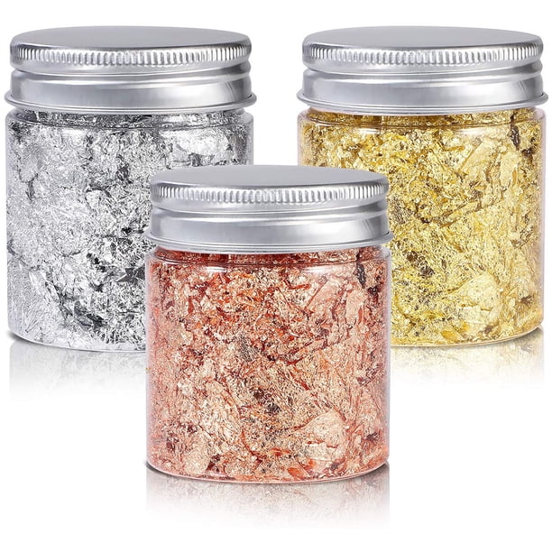 Gold Foil Flakes for Resin,3 Bottles Metallic Foil Flakes 15 Gram ...