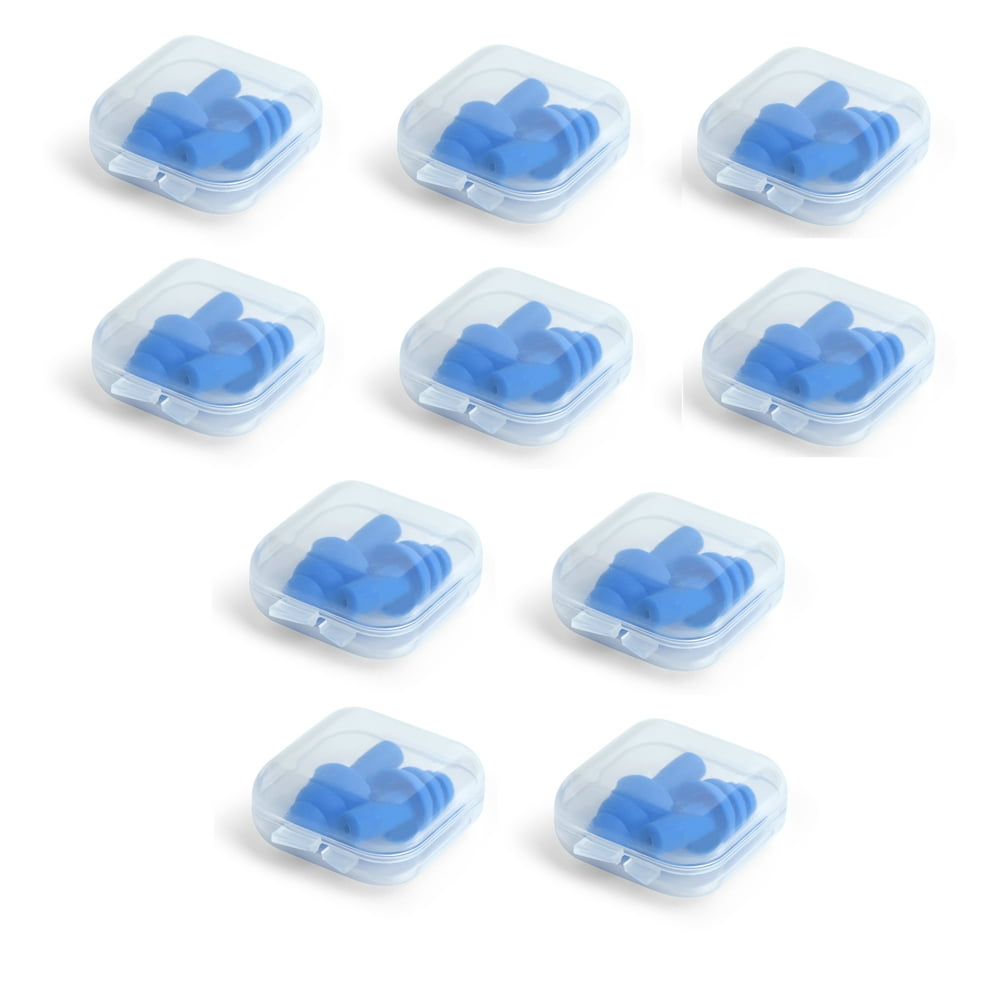 10 Pairs of Silicone Ear Plugs in Plastic Boxes NRR 28dB Soft Reusable ...