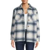 Time and Tru Shacket - Fit Plaid Shirt Jacket - Walmart.com