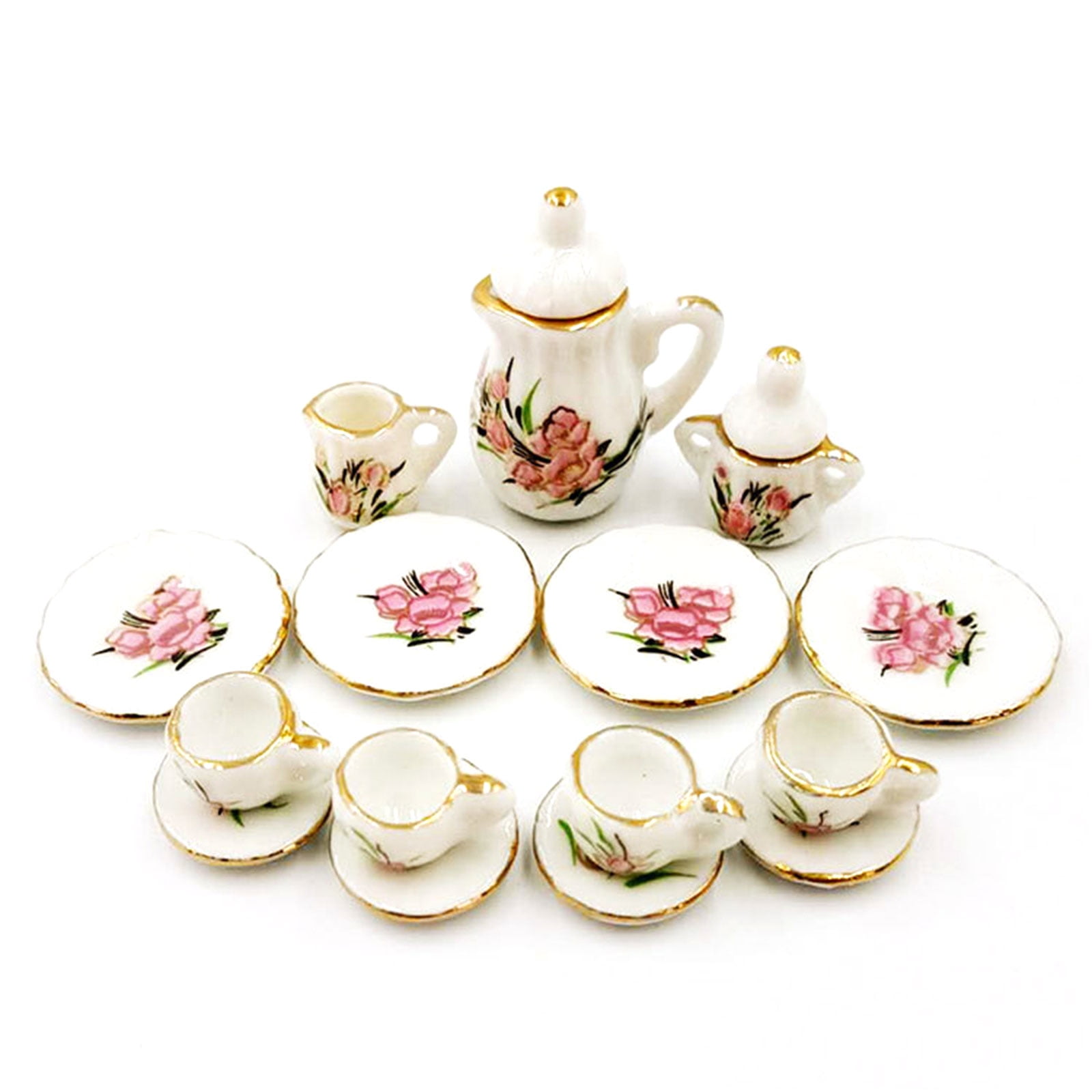 Realistic Tea Ware Tea Set Ceramics Cup Kids 1/12 Dollhouse Play House ...