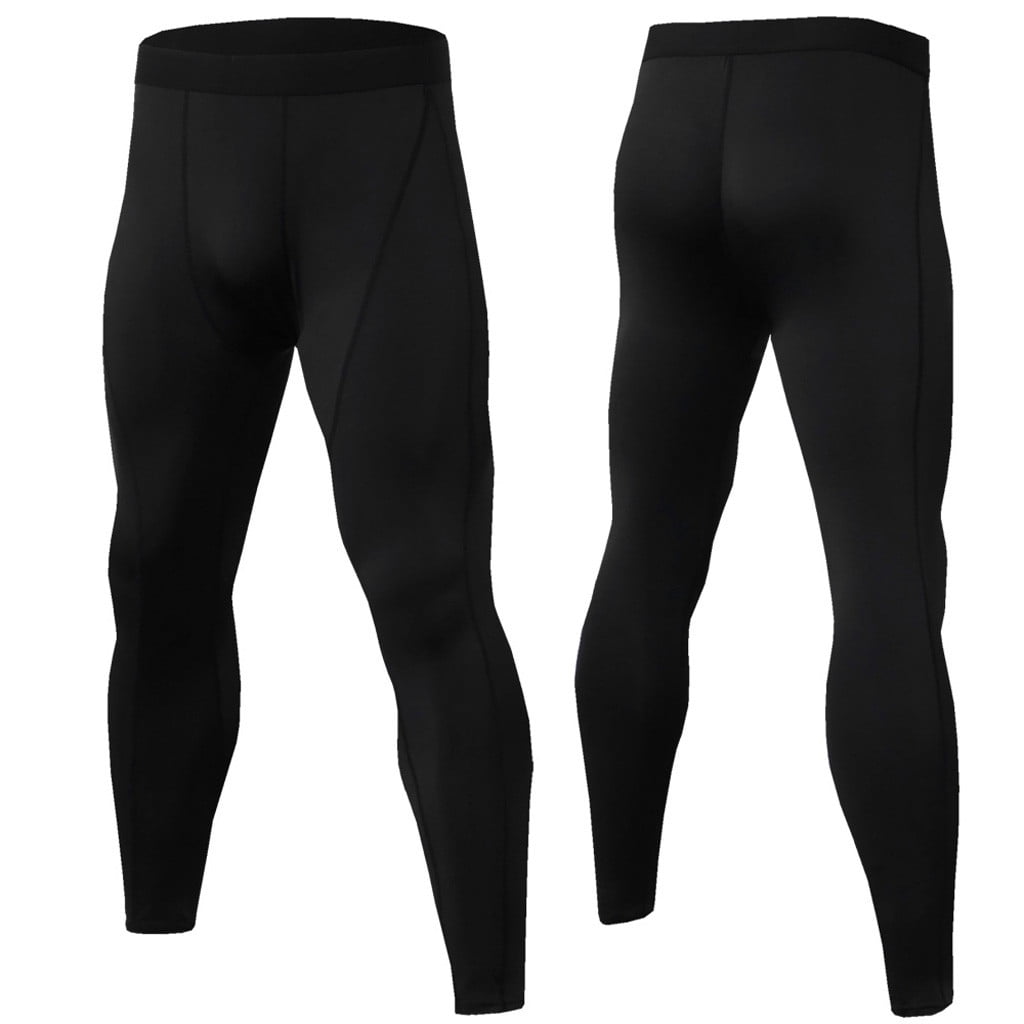 Jsaierl Mens Breathable Compression Pants Pockets Cool Dry Gym Leggings Baselayer Running Tights Bodybuilding Trousers Fashion Hippie Regular Fit Fal