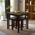 Costway 5 PCS Bar Table Set Square Dining Table & 4 PVC Leather ...