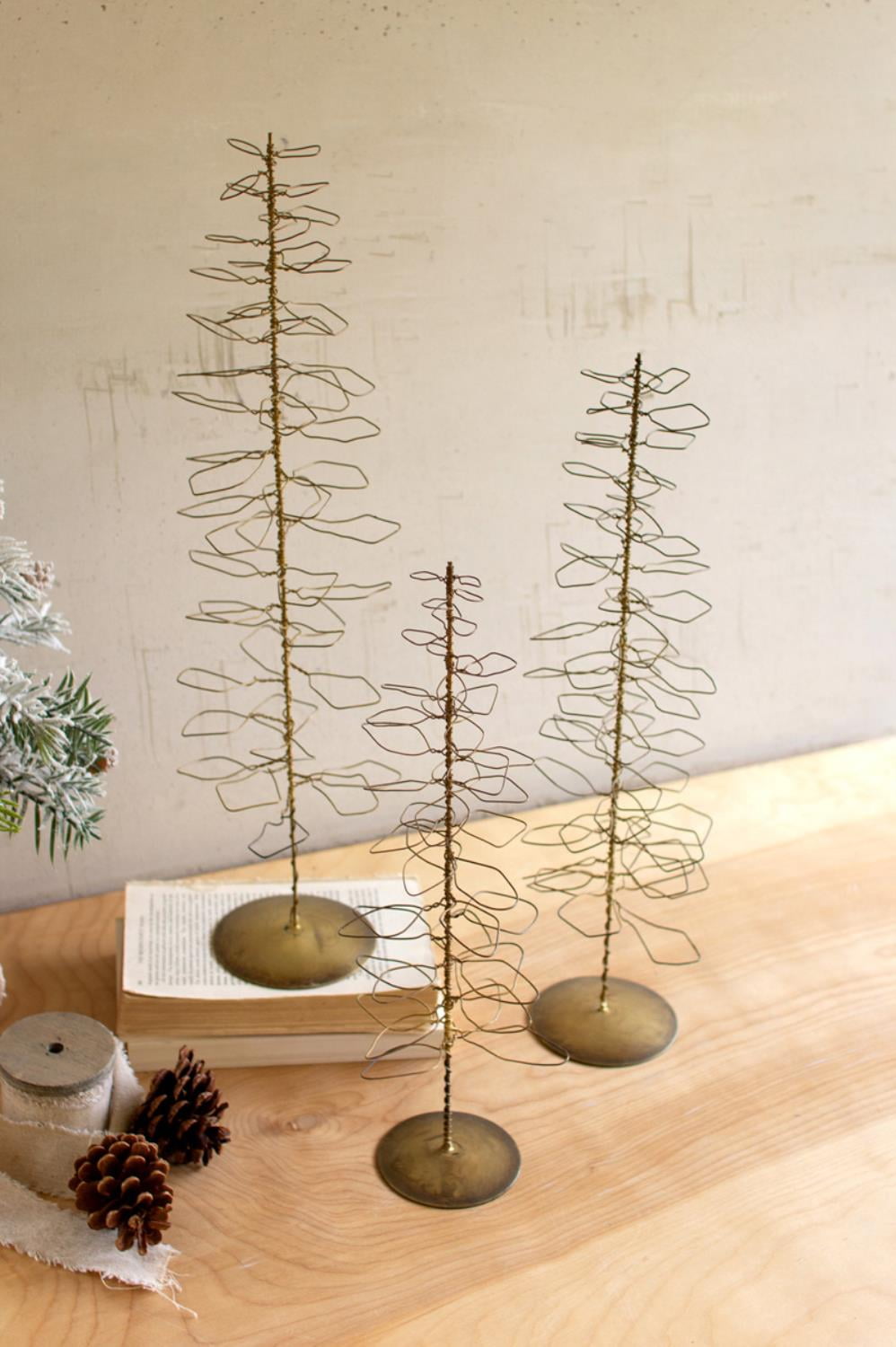 Kalalou Set Of Three Antique Brass Wire Trees NDE1375 - Walmart.com