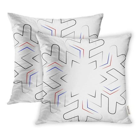 EREHome Abstract White Black Red Blue Snowflake Contour Outline Pillow ...